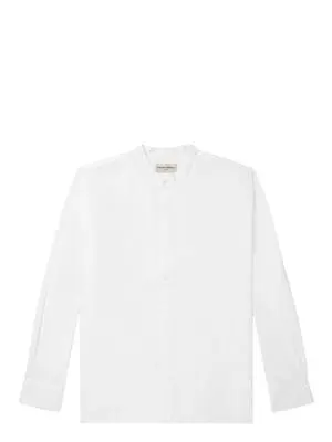 Officine Générale Gaston Grandad-collar Cotton-poplin Shirt - White