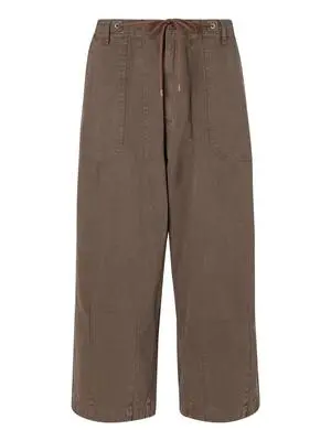 CHERRY LOS ANGELES Cotton Herringbone Trousers - Brown