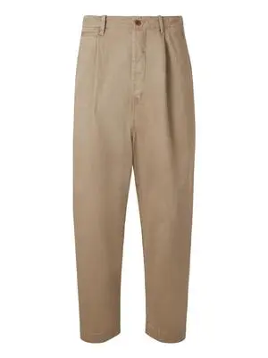 Kapital Straight-leg Pleated Cotton-twill Chinos - Neutrals
