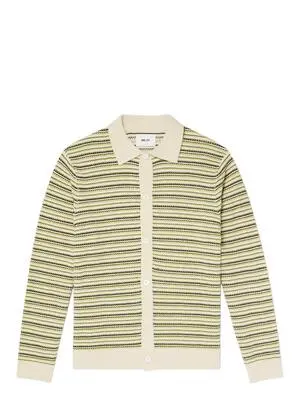 Nn07 Jackie 60038 Striped Organic Cotton Polo Shirt - Green