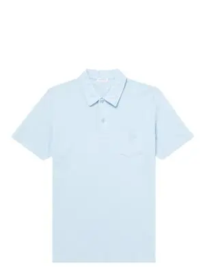 Sunspel Riviera Slim-fit Cotton-mesh Polo Shirt - Blue
