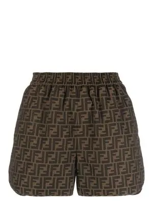 Fendi Ff Canvas Shorts - Brown