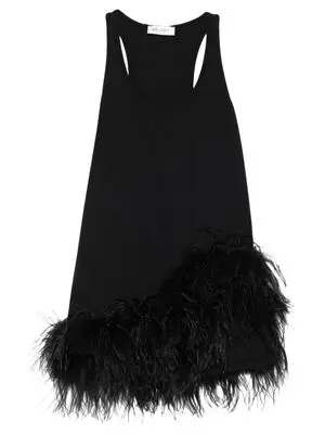 Attico Feathered Mini Dress - Black