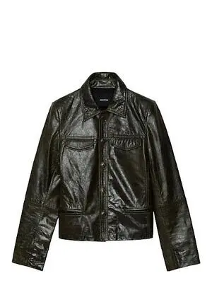 Zadig&Voltaire Liam Leather Trucker Jacket - Tilleul