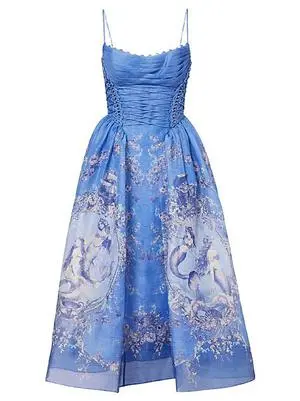 Zimmermann Linen And Silk Maxi Dress - Blue Mermaid