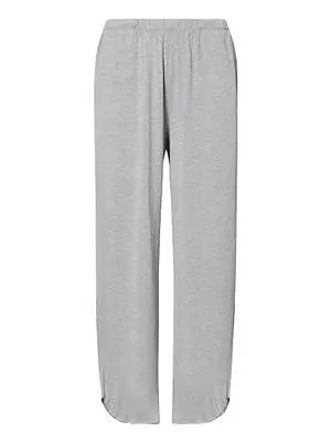 Barefoot Dreams Curved-hem Wide-leg Jersey Trousers - Dark Heather Gray