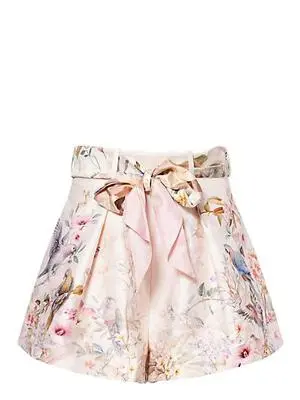 Zimmermann Floral Silk-and-cotton Shorts - Cream Aviary
