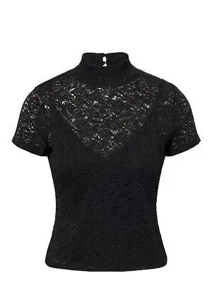 Paige Lace Stretch-woven Top - Black