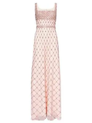 Huishan Zhang Bea Embellished Tulle Maxi Dress - Pale Pink