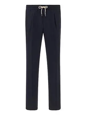 Boggi Milano Wool Trousers With Elasticated Waist - Navy Blue