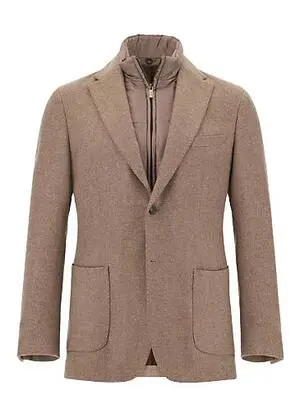 Boggi Milano Wool-blend Jacket With Removable Gilet - Taupe