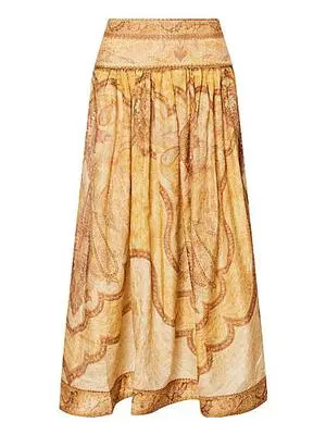 Zimmermann Paisley-print Cotton-blend Maxi Skirt - Tapestry Mustard Multi