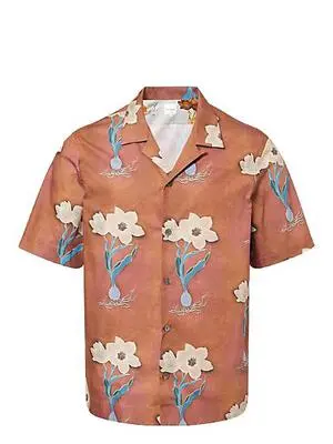Paul Smith Floral-print Short-sleeve Cotton Shirt - Rust