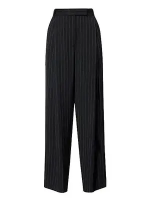 Camilla And Marc Varda Wide-leg Woven Trousers - Black Cream Stripe