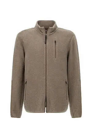 Boggi Milano Zipped Funnel-neck Teddy Sweatshirt - Taupe