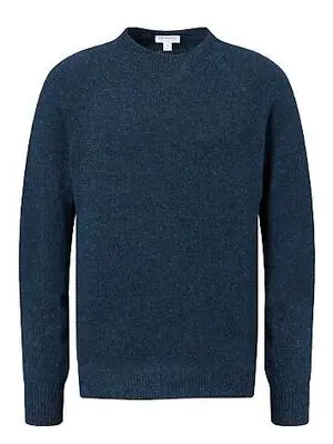 Sunspel Crew-neck Lambswool Jumper - Dark Petrol Twist