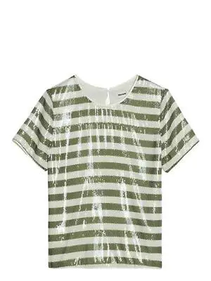Zadig&Voltaire Striped Sequin-embellished Top - Moss