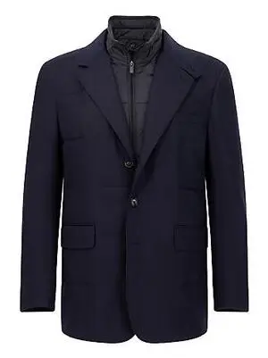 Boggi Milano Wool Jacket With Removable Gilet - Navy Blue