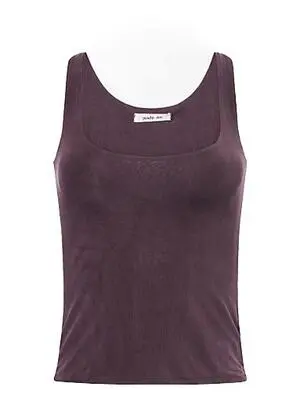 PEACHY DEN Kylie Scoop-neck Stretch-jersey Top - Chocolate