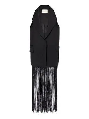 Camilla And Marc Issa Fringed Stretch-wool Vest - Black