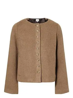 REFORMATION Lucia Round-neck Wool-blend Jacket - Cocoa