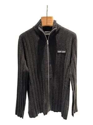 Miu Miu Ribbed Knit Zip Up - Gray