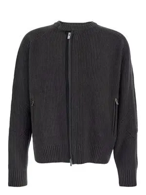 TONYWACK Crew Neck Zip-fastening Cardigan - Grey