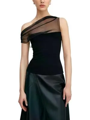 MARCELLA Cabrini Gathered Mesh Top - Black