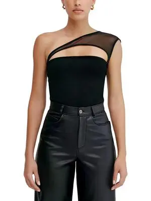 MARCELLA Parker Mesh One-shoulder Top - Black