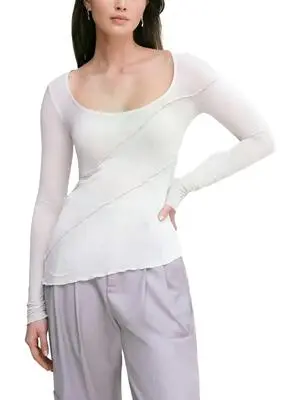 MARCELLA Melody Ruffled Long-sleeve Top - White