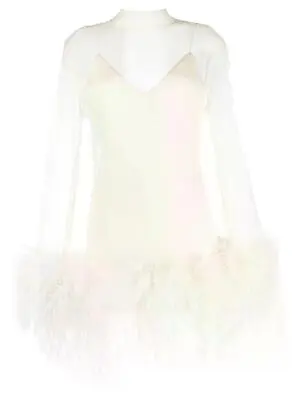 TALLER MARMO Gina Spirito Feather-trim Mini Dress - Neutrals
