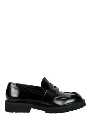 LAURA B Leather Loafers - Black