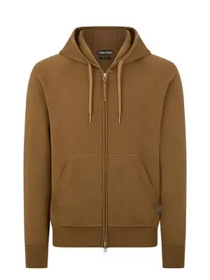 TOM FORD Cashmere-wool Leather-trim Hoodie - Beige