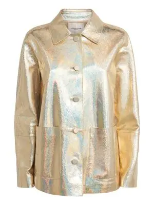 Lafayette 148 New York Suede Metallic Jacket - Gold
