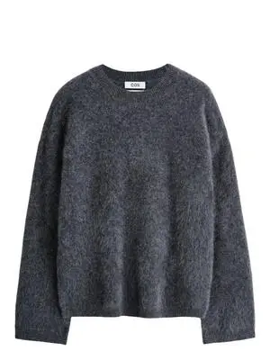 Cos Brushed Cashmere Crew-neck Sweater - Dark Grey