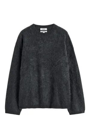 Cos Brushed Cashmere Crew-neck Sweater - Gray