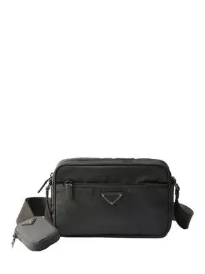 Prada Zip Pouch Woven Strap Shoulder Bag Grey