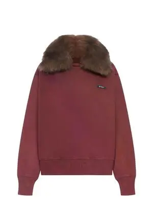 Prada Fur-collar Sweatshirt - Red