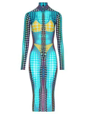 JEAN PAUL GAULTIER Dots-print Midi Dress - Blue