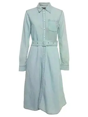 Polo Ralph Lauren Belted Button-fastening Midi Dress - Blue