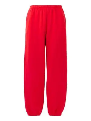 Eterne Embroidered Cotton And Modal-blend Jersey Tapered Track Pants - Red