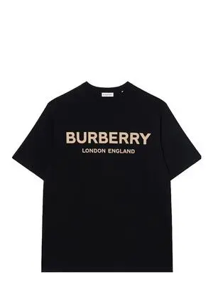 Burberry Logo Print Cotton T-shirt - Black/gold