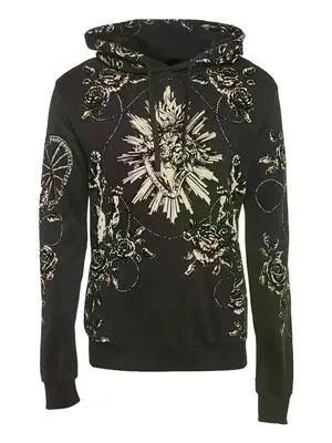 Dolce & Gabbana Flocked Floral-print Hoodie - Black