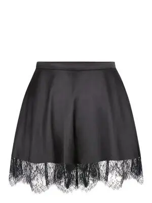 Nina Ricci Lace-trimmed Satin Shorts - Black