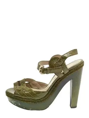 SERGIO ROSSI Patent Leather Sandals - Green