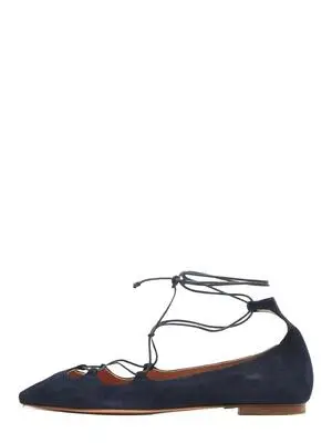 Carolina Herrera Suede Lace-up Ballerina Flats - Blue