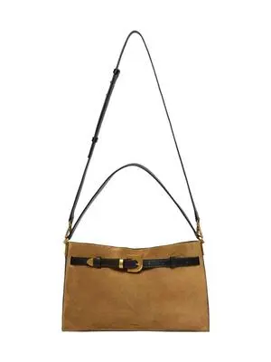 Nanushka Harmonica Buckle-detail Suede Tote Bag - Brown