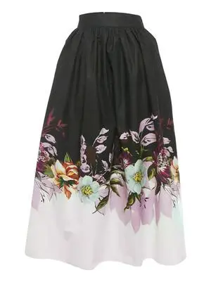 Elie Saab Floral-print Midi Skirt - Black