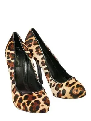 Dolce & Gabbana Leopard Print Pony Hair Pumps - Brown