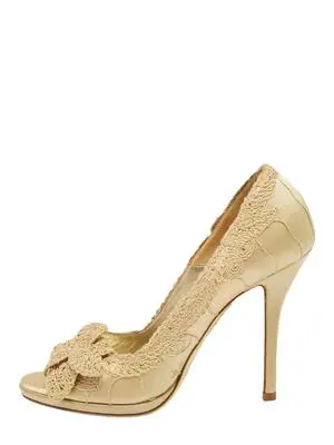 LORIBLU 105mm Lace-detail Satin Pumps - Neutrals